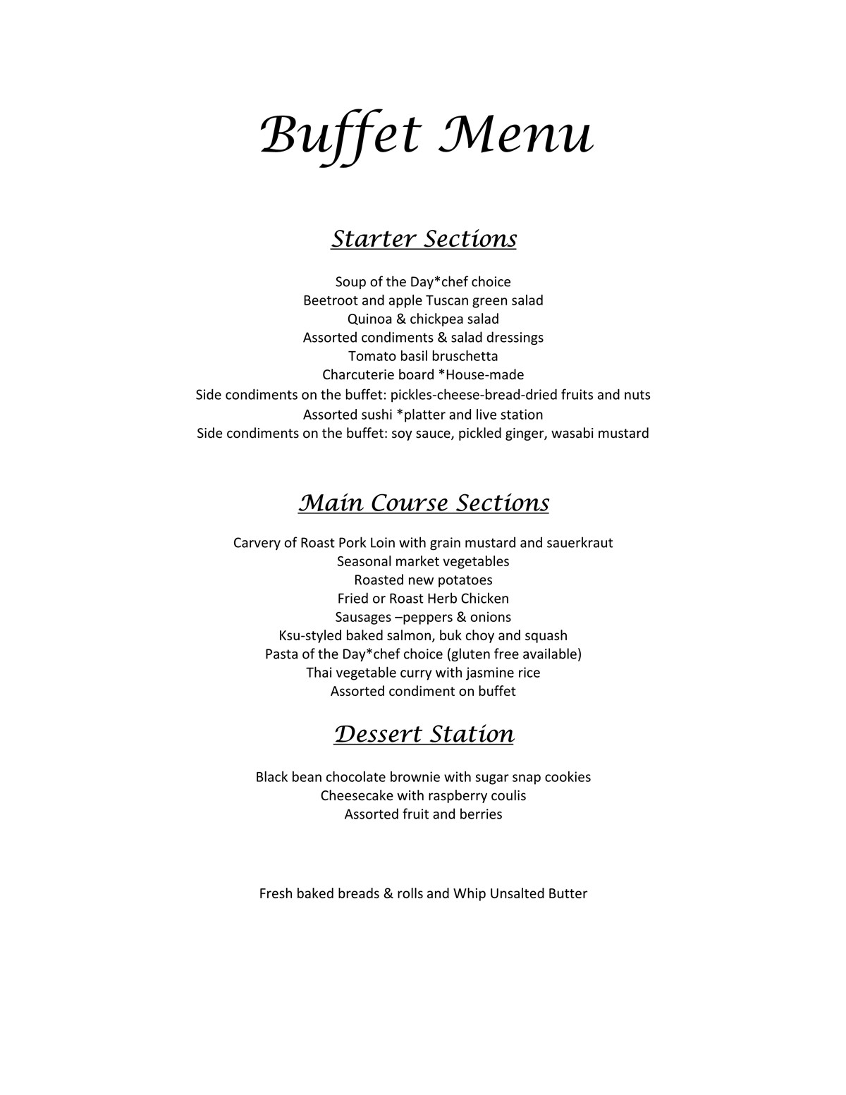 Buffet Menu